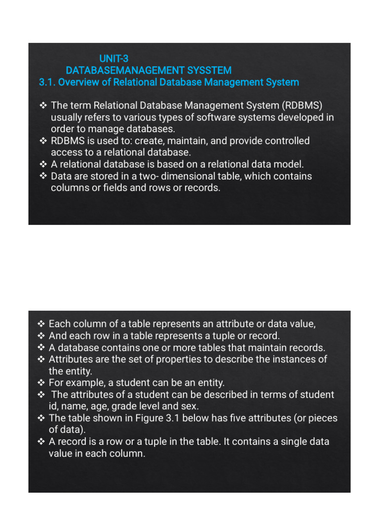 Overview of Relational Database Systems | PDF | Relational Database ...