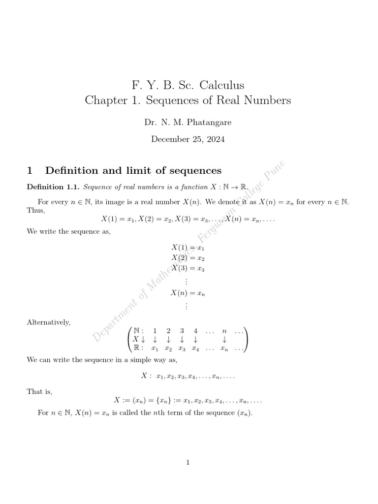 Calculus Chapter 1_Sequences | PDF | Limit (Mathematics) | Elementary Mathematics