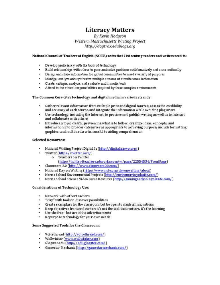 Literacy Matters Handout | PDF | Multimedia | Pedagogy