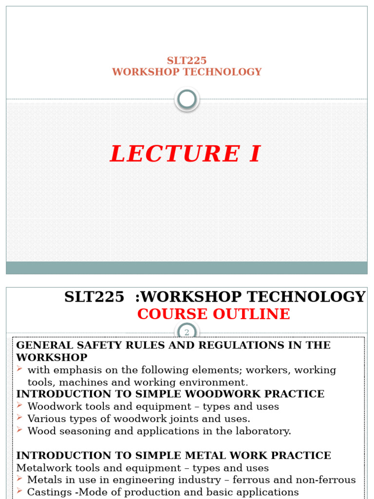 Lecture 1 Workshop Practice | PDF | Personal Protective Equipment | Metalworking
