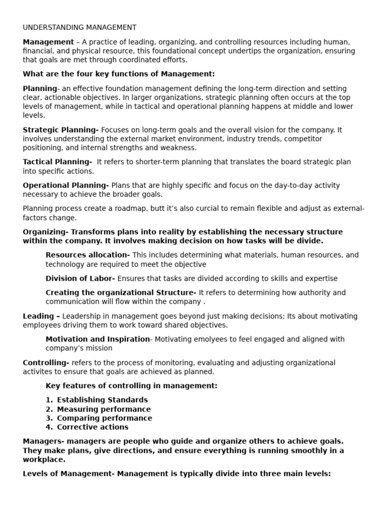 Key Functions of Management Explained | PDF | Leadership | Goal