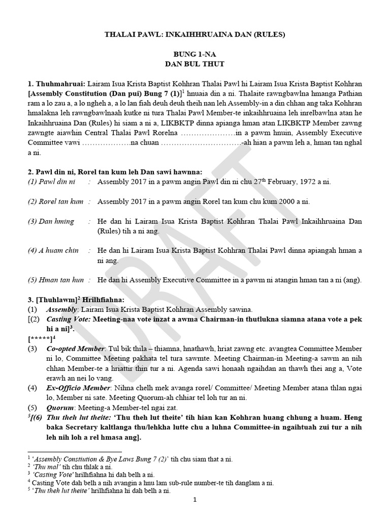 LIKBKTP Dan (Draft) - Proof Reading Neih Tawh | PDF | Parliamentary ...