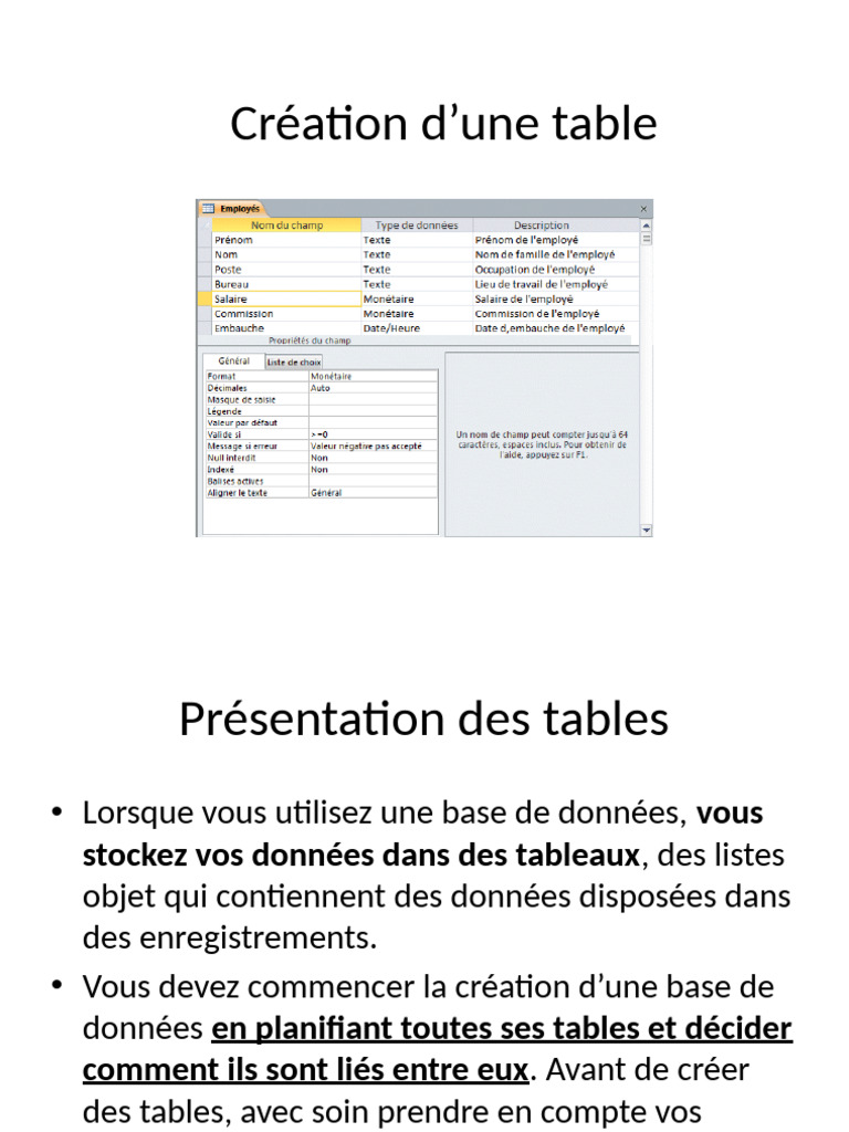Créer une table MS Access | PDF | Bases de données | Table (Base de ...