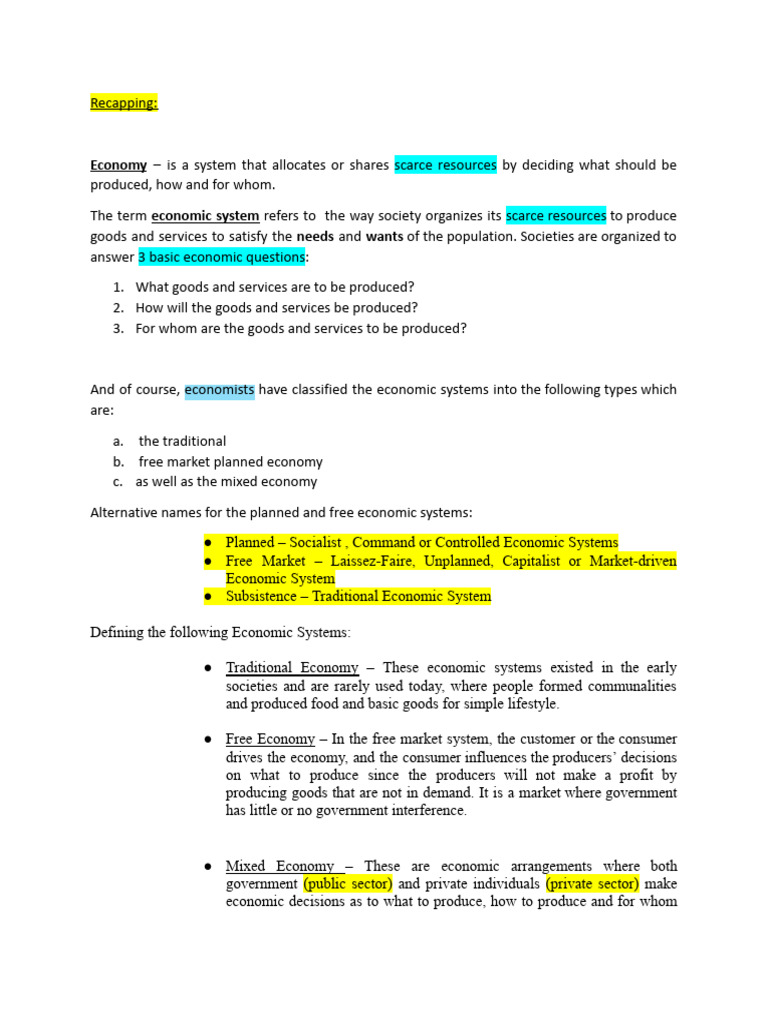 Overview of Economic Systems and Concepts | PDF | Economic System | Wealth