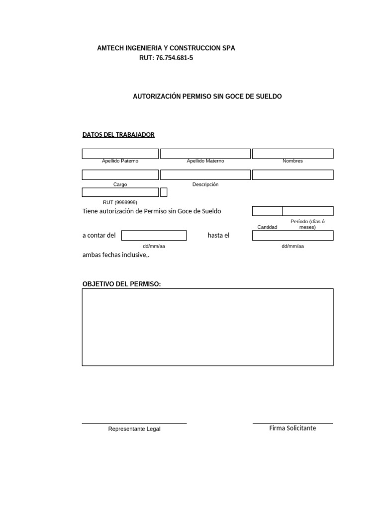 Permiso Sin Goce (Formato) | PDF