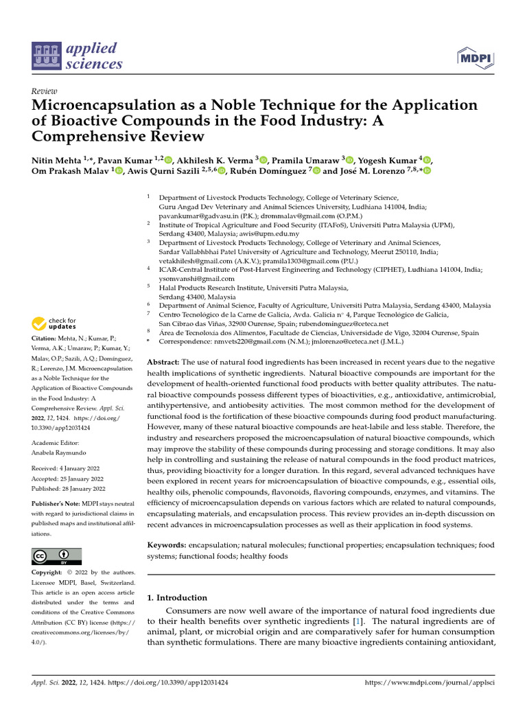 Applsci 12 01424 v2 | PDF | Bioavailability | Chemistry