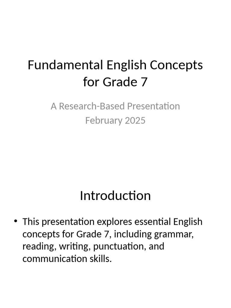 Essential English Skills for Grade 7 | PDF