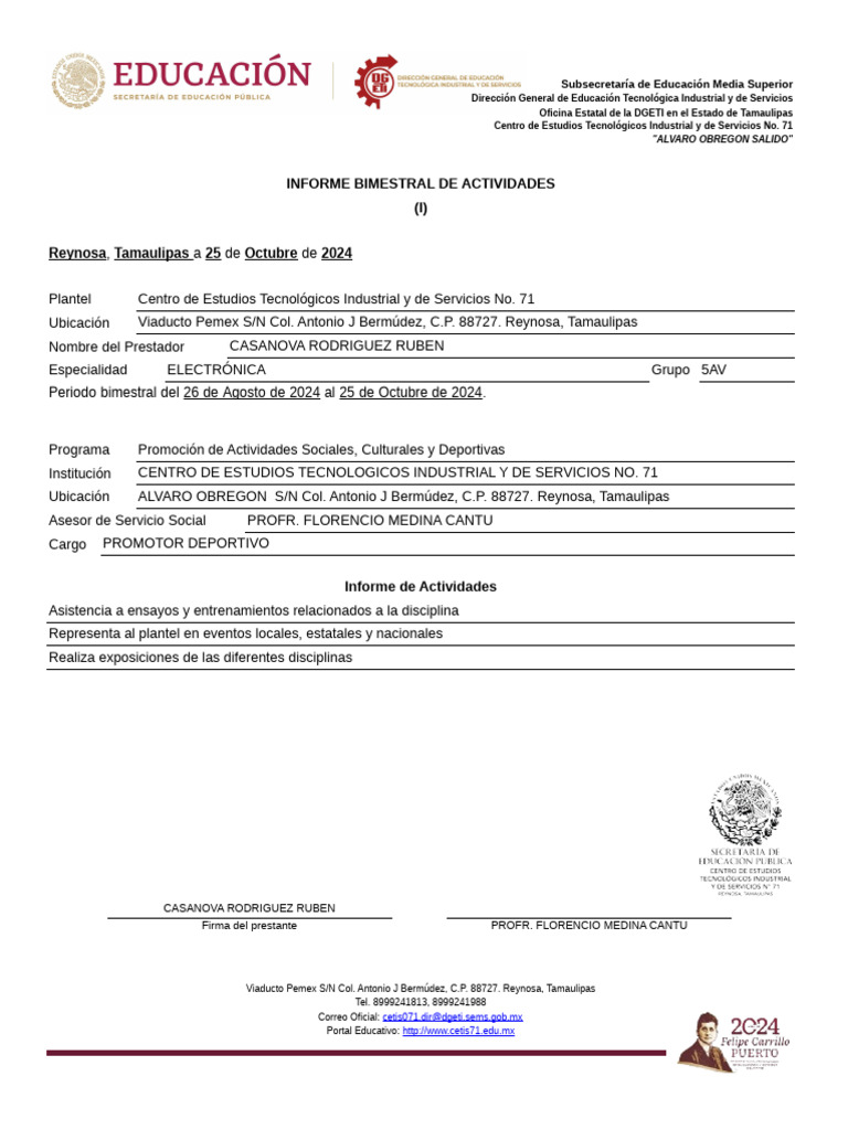 Informe Bimestral 1 | PDF