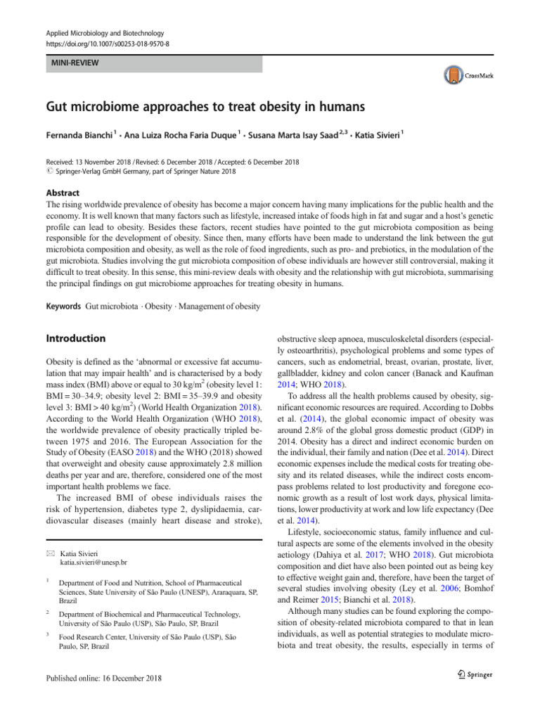 Gut Microbiome & Obesity Treatment | PDF | Probiotic | Obesity