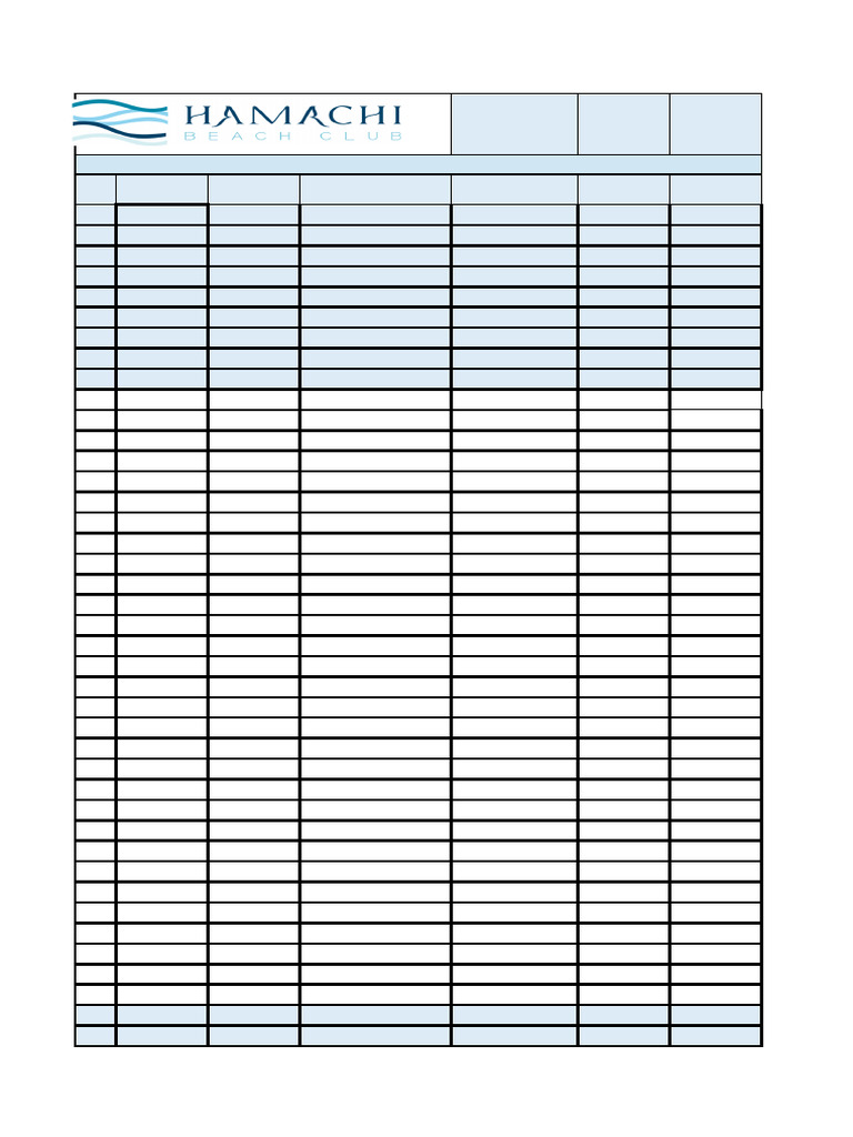 Listado Hamachi Beach Club | PDF
