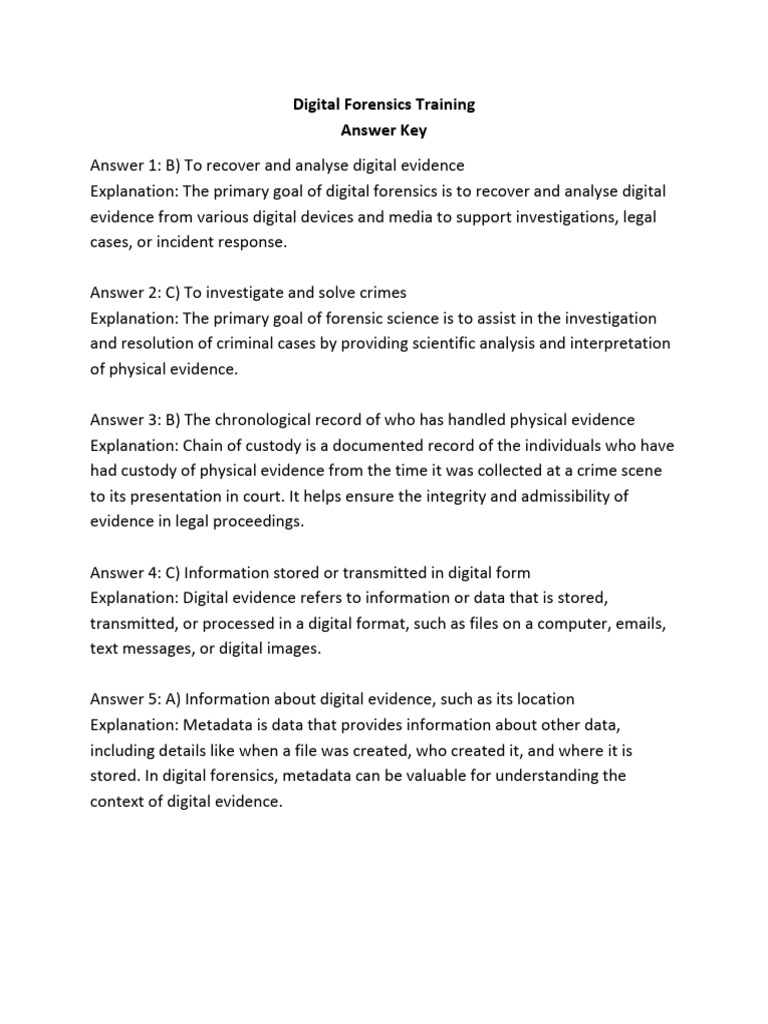 Digital Forensics Training Answer Key | PDF | Digital Forensics | Malware