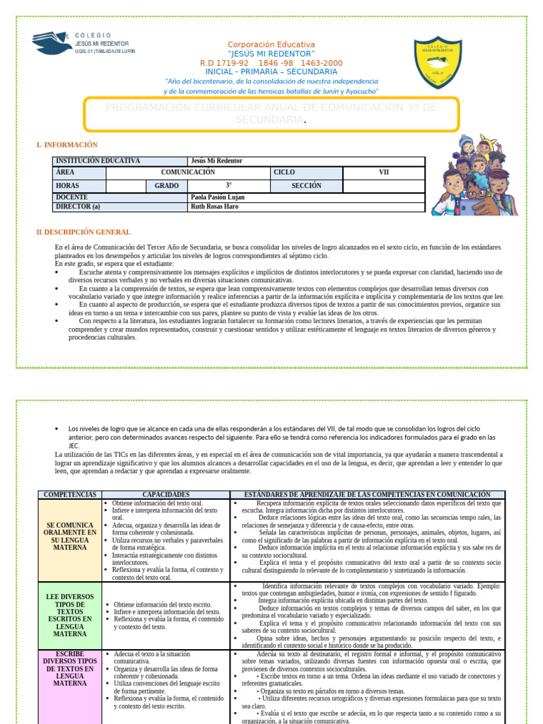 Programa de Comunicación 3° Secundaria | PDF | Evaluación | Aprendizaje