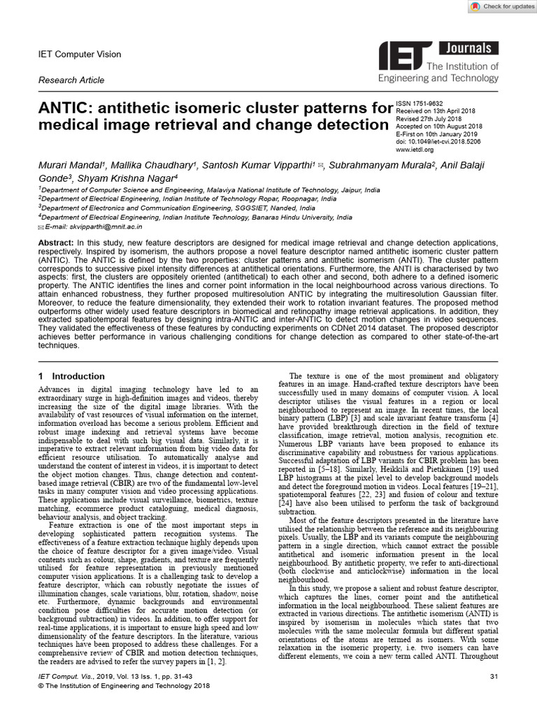 IET Computer Vision - 2019 - Mandal - ANTIC antithetic isomeric cluster ...