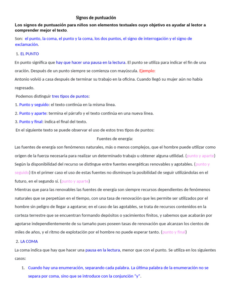 Signos de Puntuación para Niños | PDF | Puntuación | Coma
