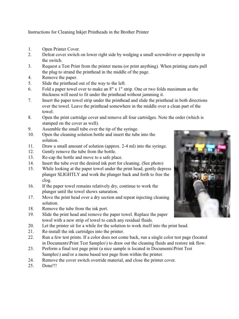 Instructions For Cleaning Inkjet Printheads in The Brother Printer | PDF | Printer (Computing ...