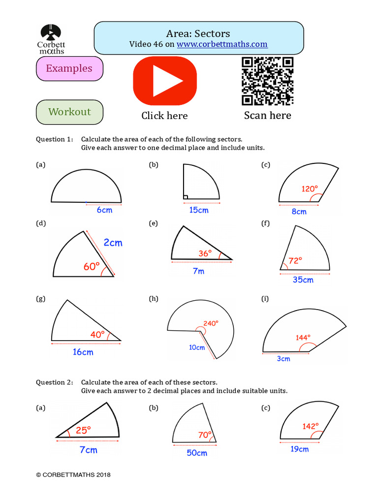 Area of A Sector PDF | PDF