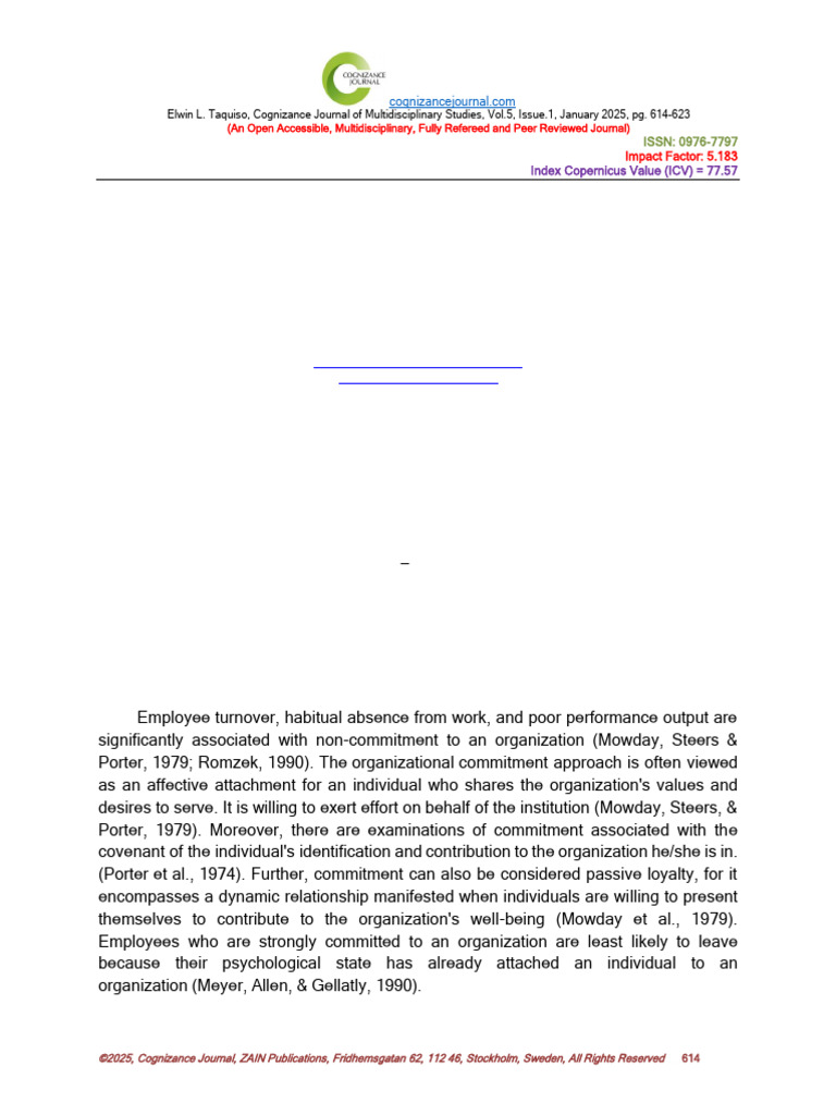 Employee Commitment in Higher Education | PDF | Job Satisfaction ...