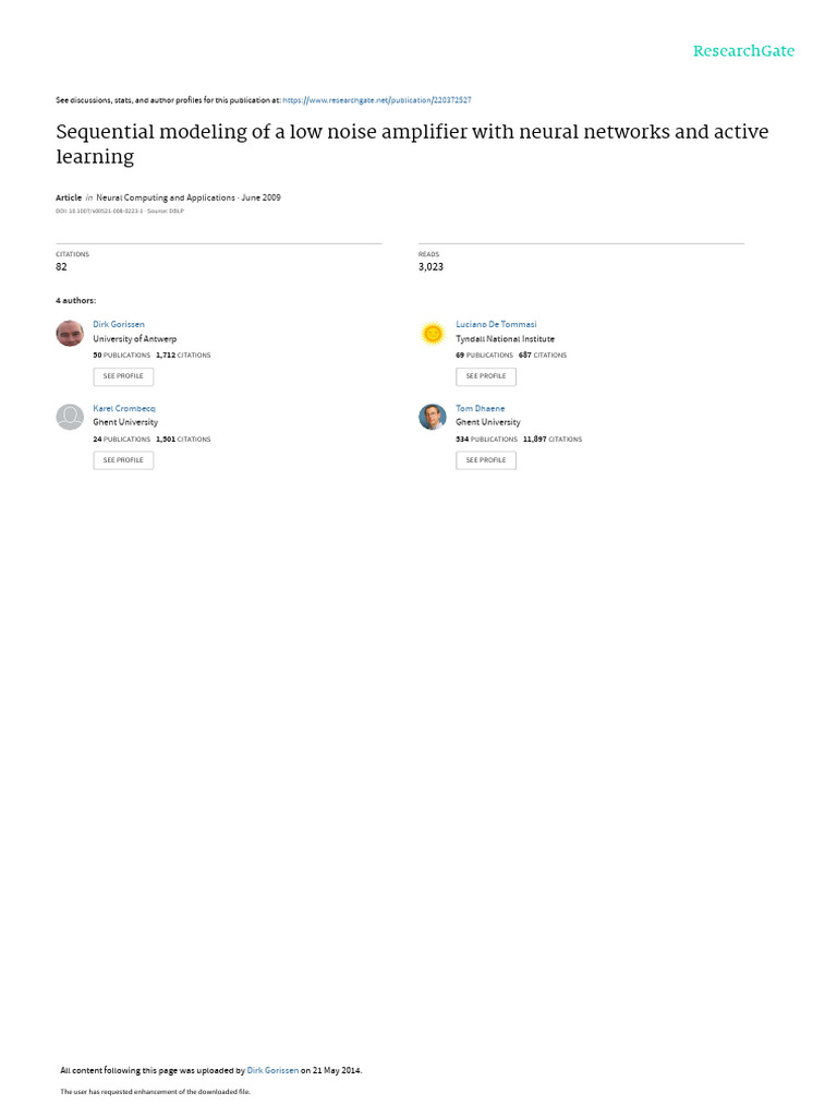 Sequential Modeling of A Low Noise Amplifier With | PDF | Mosfet | Applied Mathematics