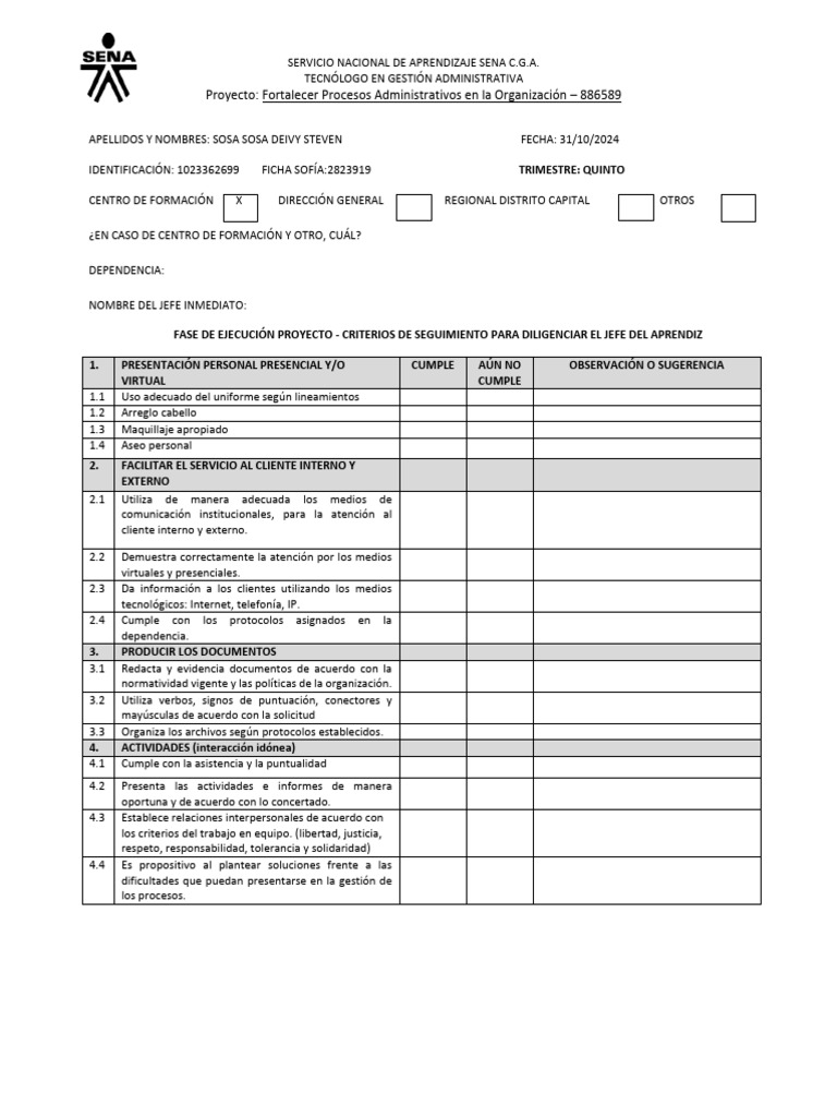 Formato de Seguimiento-Tga | PDF