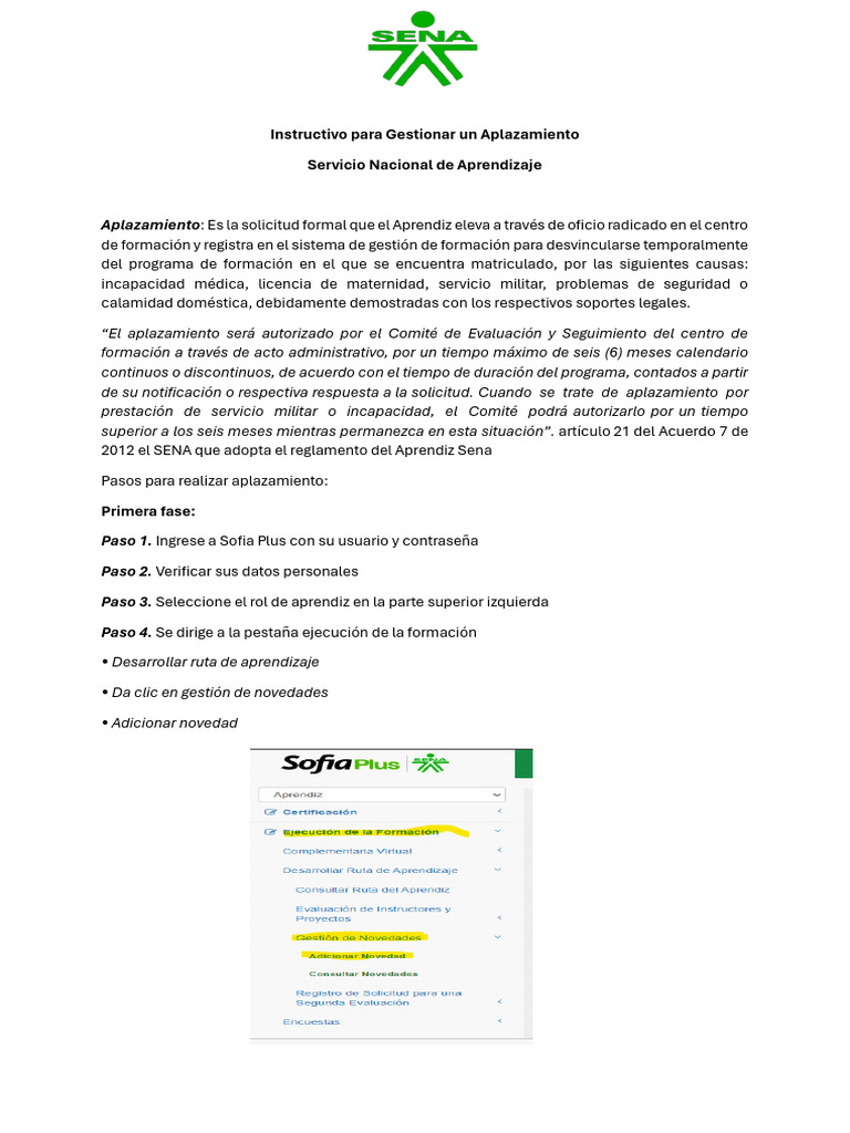Instructivo Aplazamiento Sofia Plus | PDF