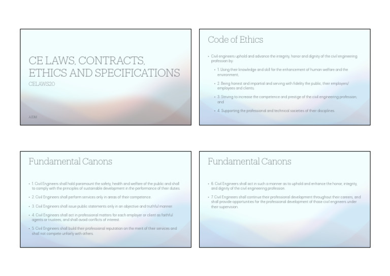 CELAWS20 - CE Laws - L3 - Code of Ethics and Fundamental Canons | PDF ...