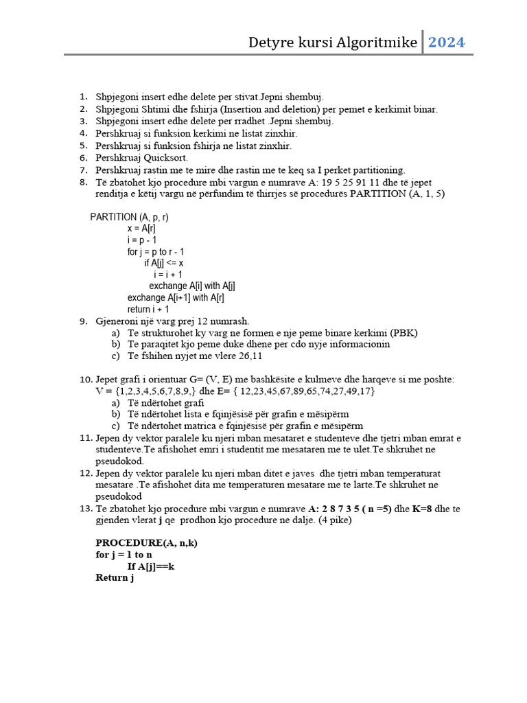 Detyre Kursi Algoritmike | PDF