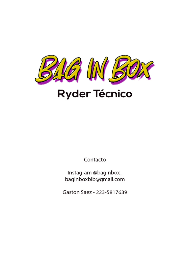 Ryder Técnico Bag in Box - Op4.1 | PDF | Tecnología de sonido ...
