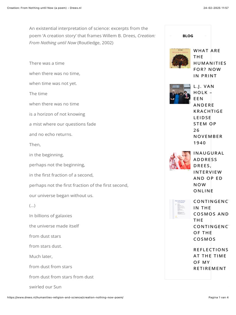 Creation: From Nothing Until Now (A Poem) - Drees | PDF | Religious ...