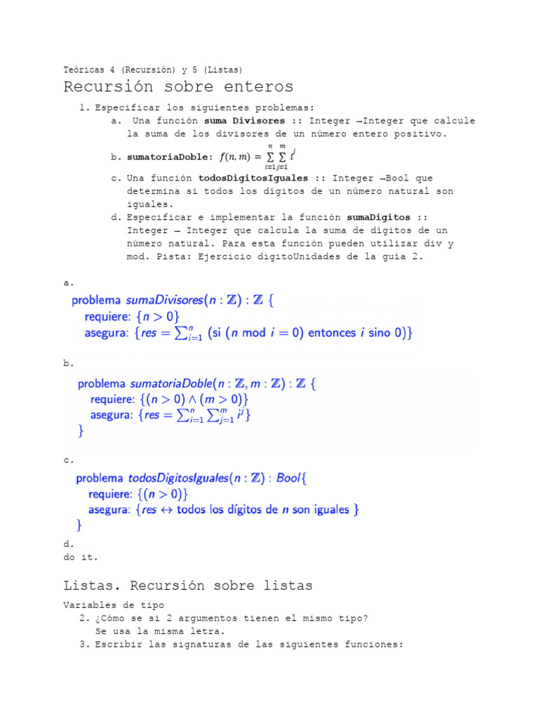 Recursión y Listas en Haskell | PDF | Función (Matemáticas) | Lógica ...