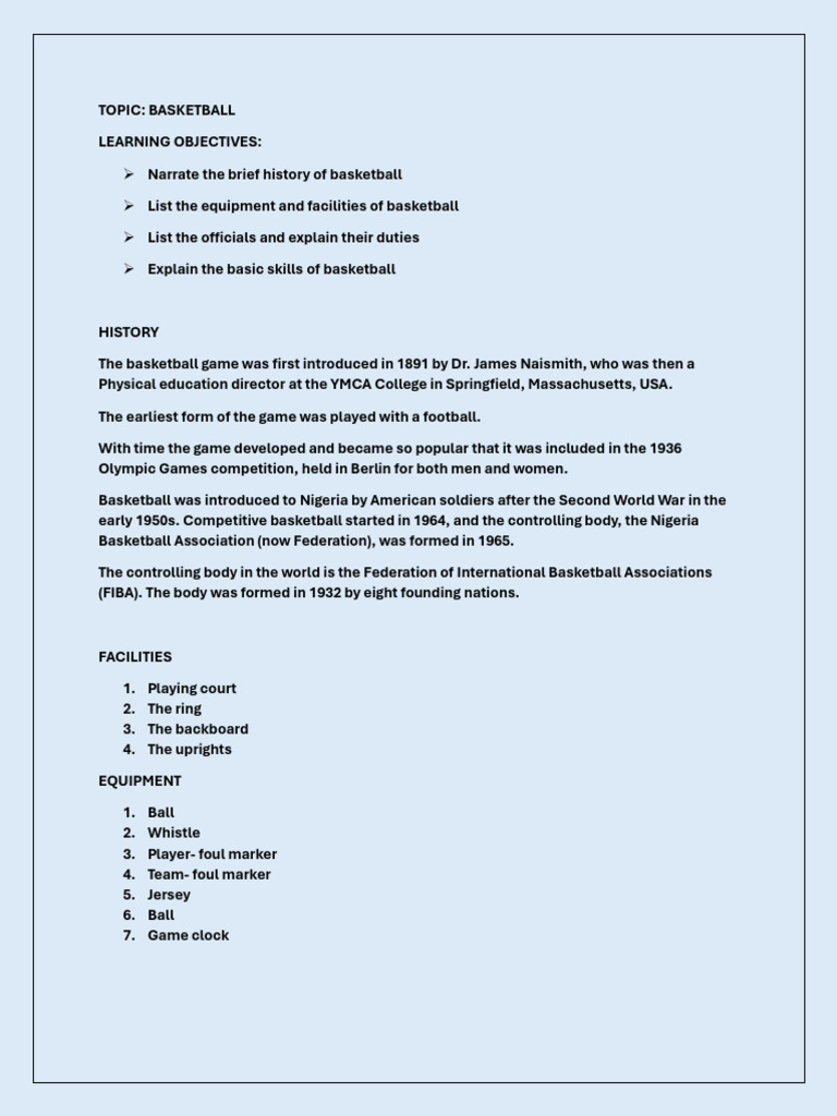 Basketball Note | PDF