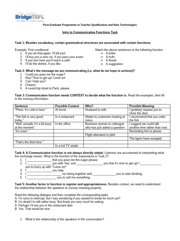 intro_to_communicative_functions_task | PDF | Linguistics | Learning intro_to_communicative_functions_task | PDF | Linguistics | Learning