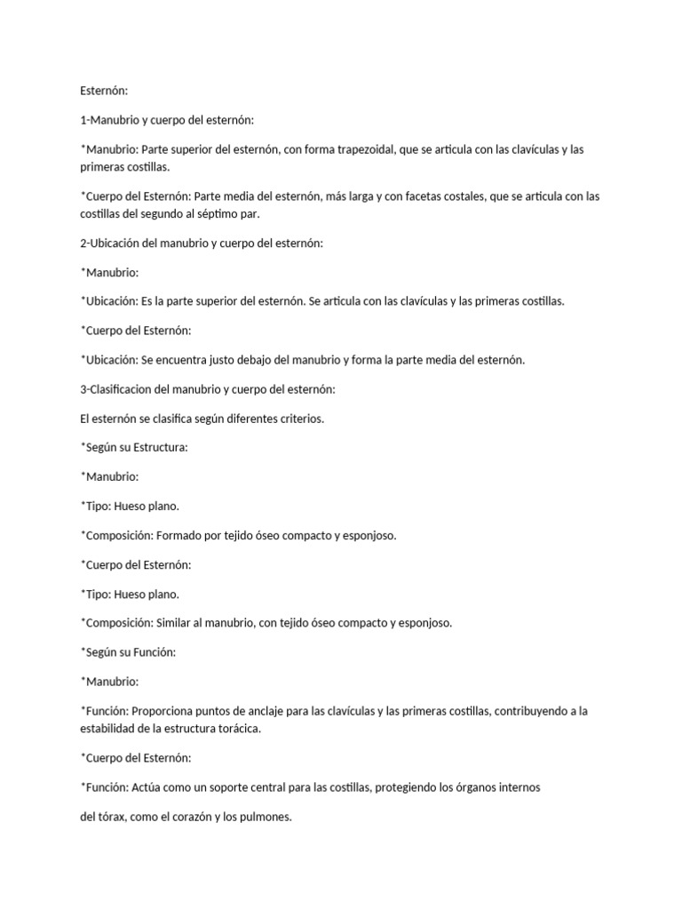 Anatomía del Esternón y sus Incisuras | PDF | Tórax | Tórax (anatomía ...
