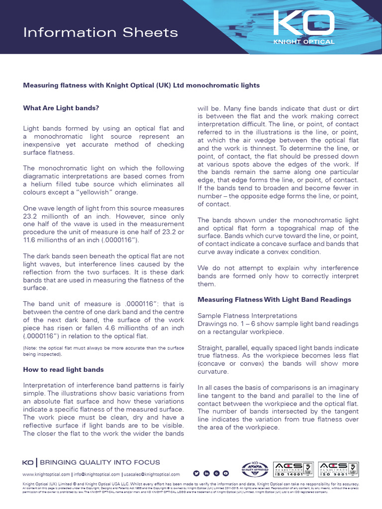 Info Sheet Measuring Flatness With Monochromatic Lights | PDF | Optics ...