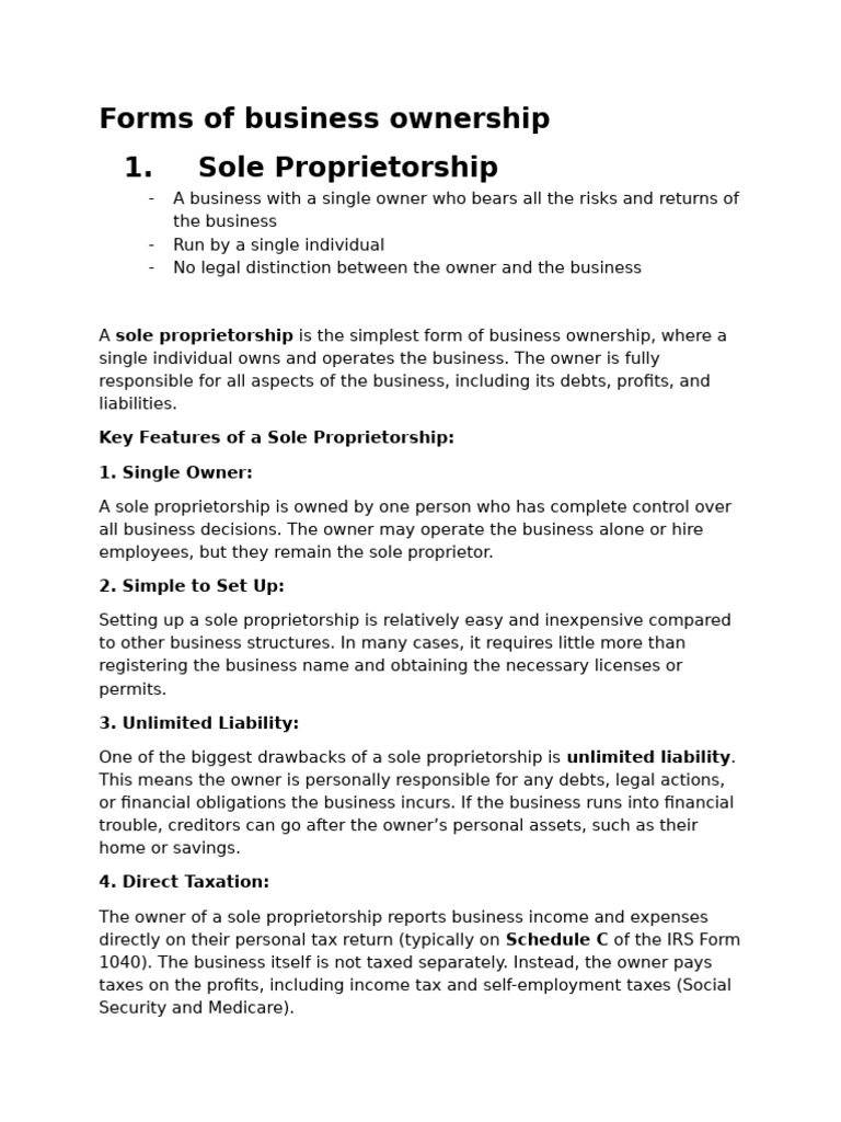 Types of Business Ownership Explained | PDF | Partnership | Limited ...