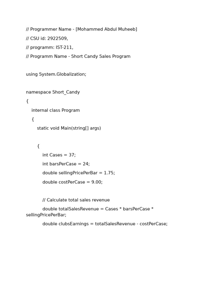 Short Cand Sale Programmer | PDF