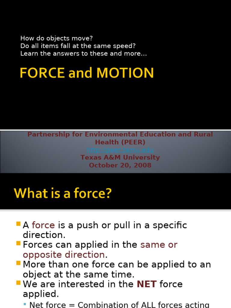 Force and Motion | PDF | Force | Weight
