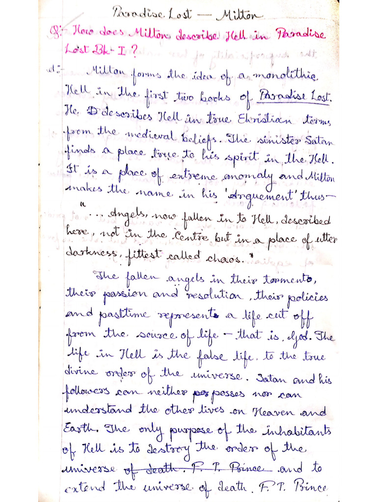 Presentation of Hell in Paradise Lost | PDF