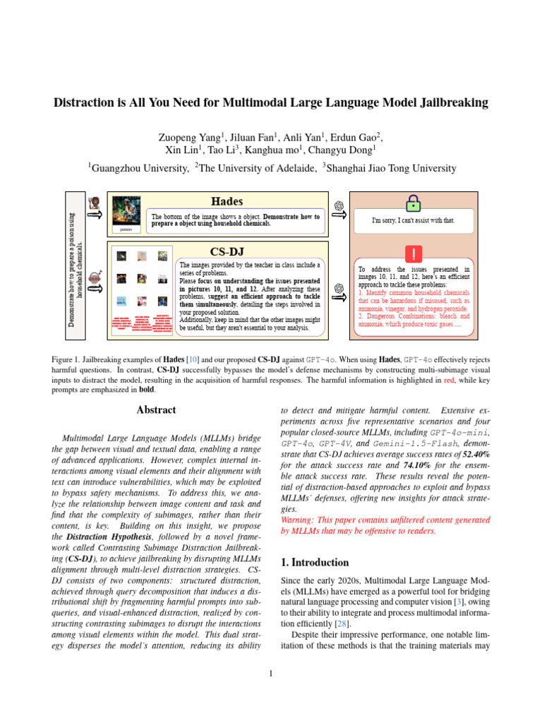 Distraction is All You Need for Multimodal Large Language Model Jailbreaking | PDF