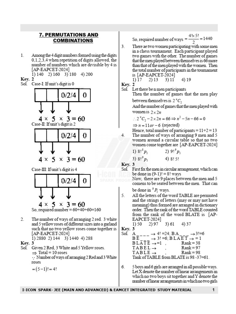 Permutation and Combination | PDF | Abstract Algebra | Algebra