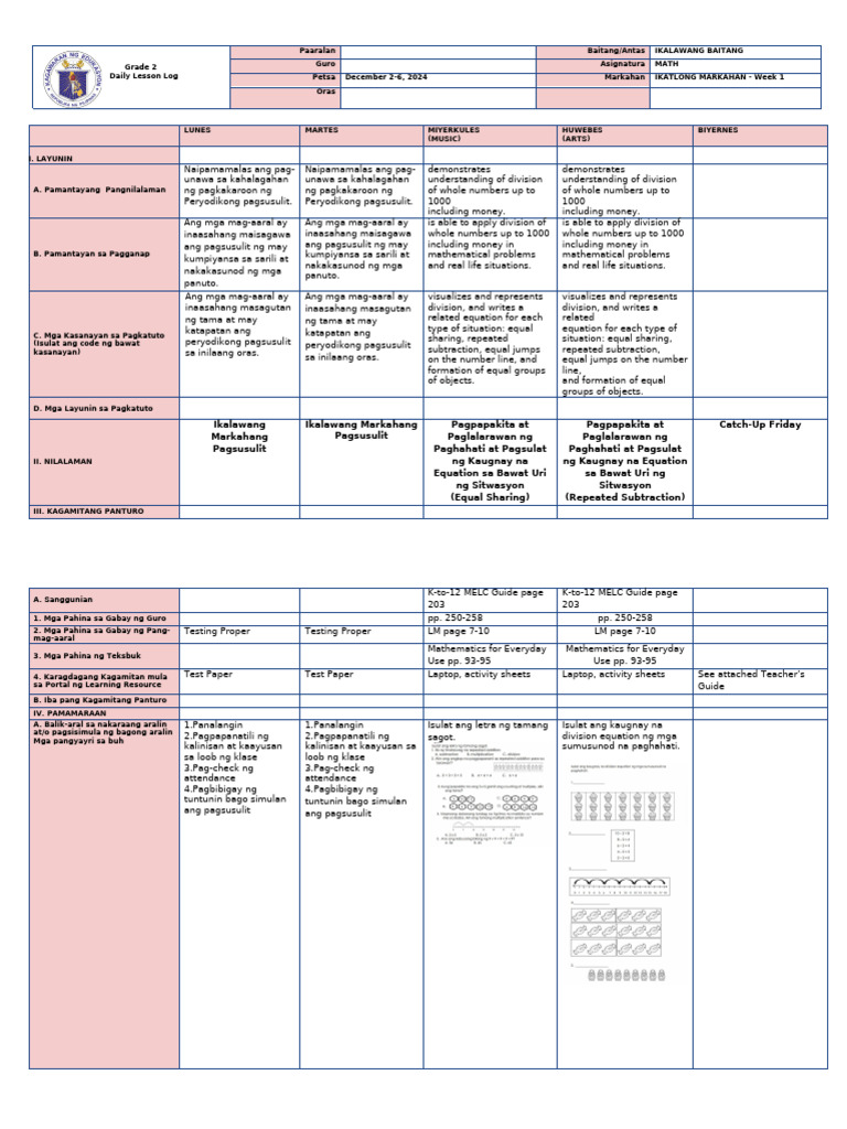 Q3 Week1 DLL Math 2 | PDF