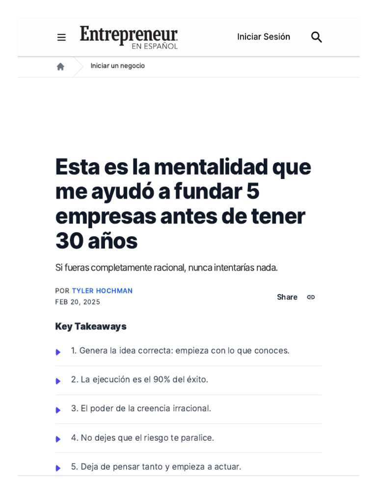 Esta Es La Mentalidad Que Me Ayudó A Fundar 5 Empresas Antes de Tener ...