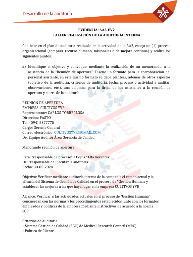 Formato_Evidencia_AA3_Ev2_Taller | PDF | Auditoría | Contralor