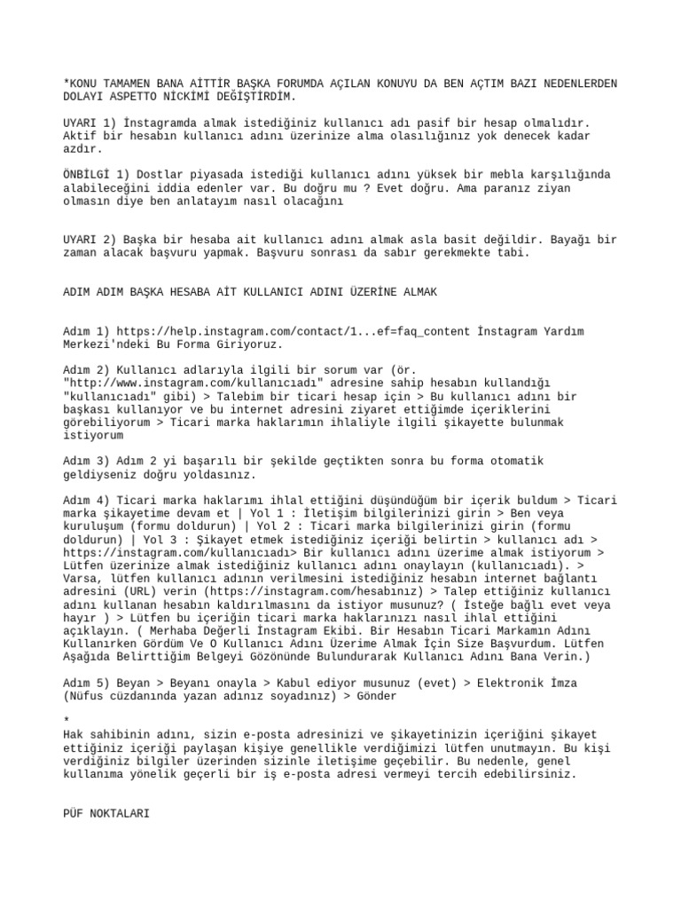 İnstagram Yeni Kullanıcı Adı Alma Methodu | PDF