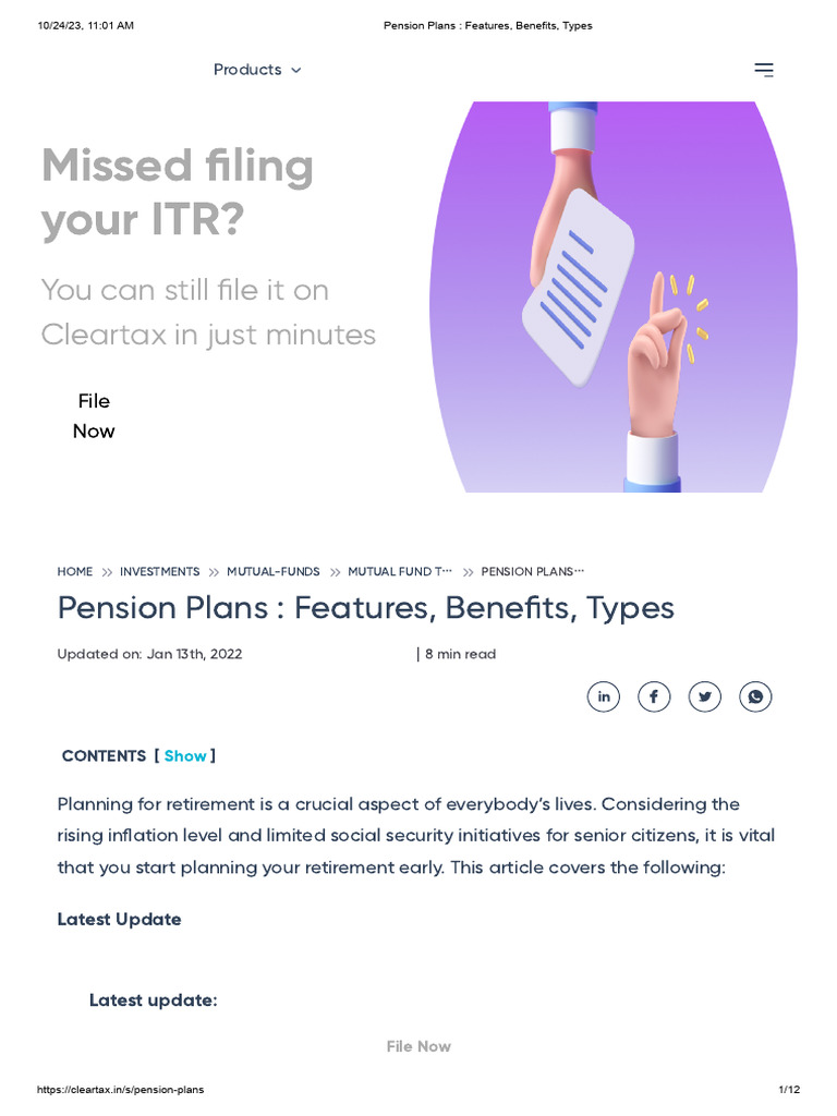 Pension Plans: Features & Types Explained | PDF | Pension | Retirement