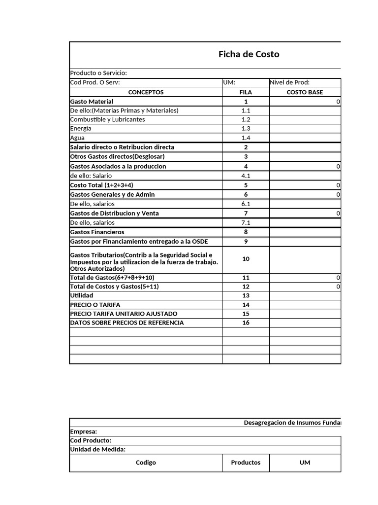 Ficha de Costo | PDF | Economias