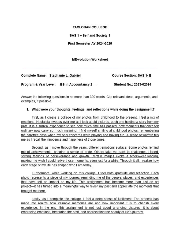 Personal Growth Reflections Worksheet | PDF | Psychological Resilience ...