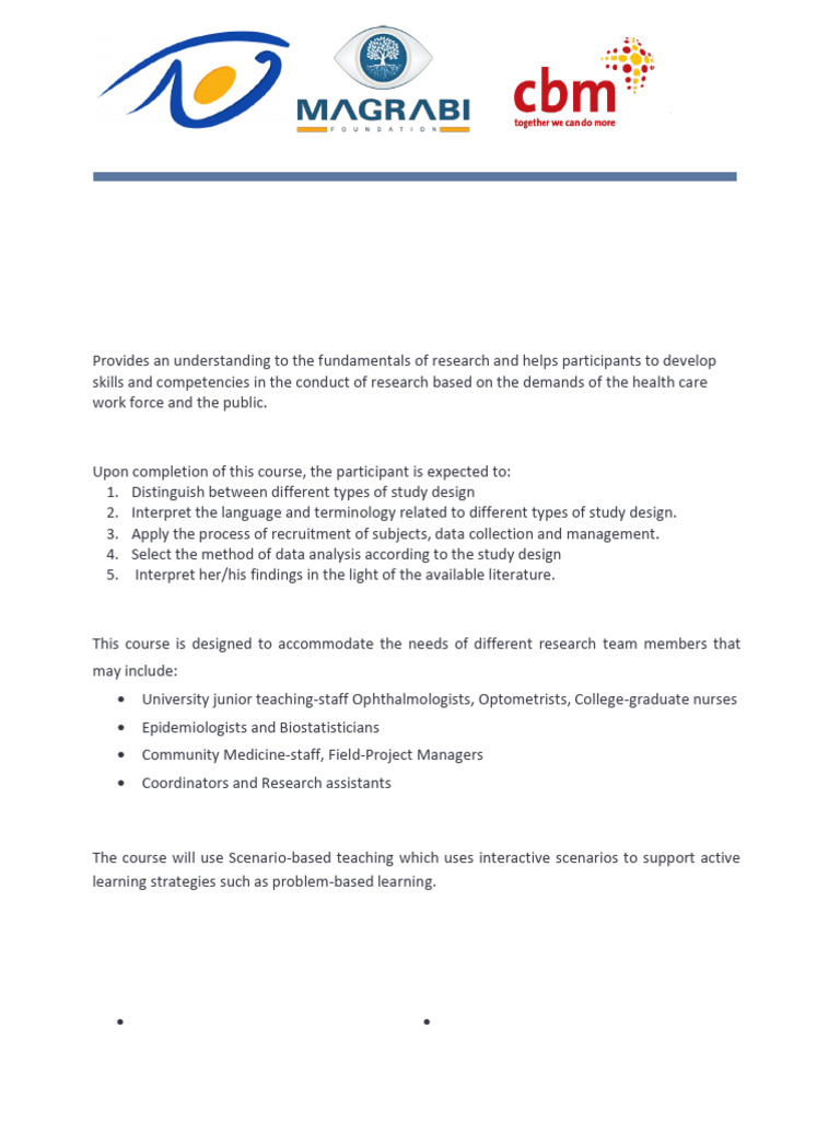 Brochure of Basics in Research | PDF | Ophthalmology | Epidemiology