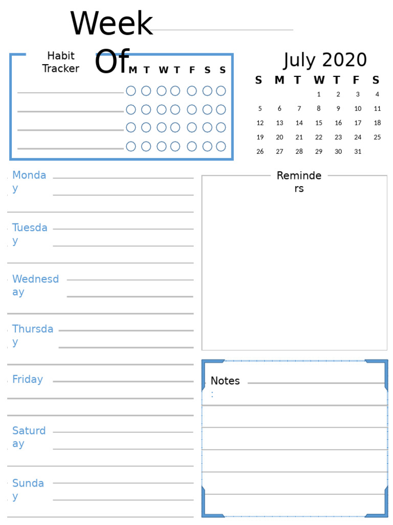 Weekly Habit Tracker Template | PDF