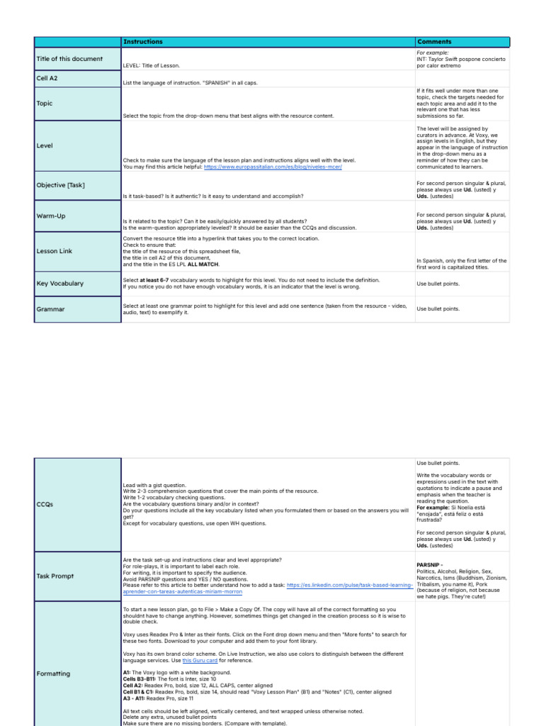 ES - LP QA Checklist - QA Checklist | PDF | Question | Linguistics