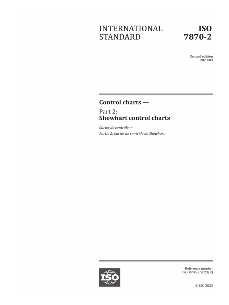 ISO 7870-2 2023 Control Charts - Part 2 Shewhart Control Charts | PDF